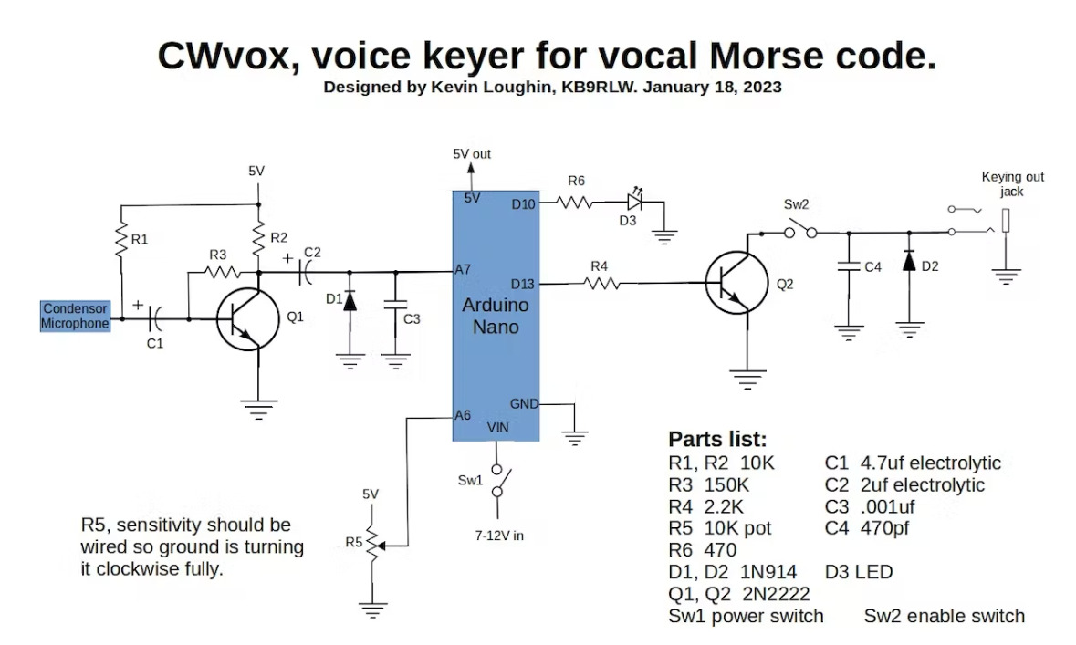 翻译“哒”和“说”的演讲与一个CWVox使用摩尔斯电码Arduino——Electronics-Lab.com - beplay体育 下载,beplay登录平台